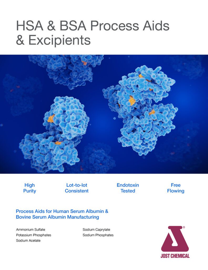 Human Serum Albumin (HSA) & Bovine Serum Albumin (BSA) Process Aids & Excipients - Jost Chemical Co.
